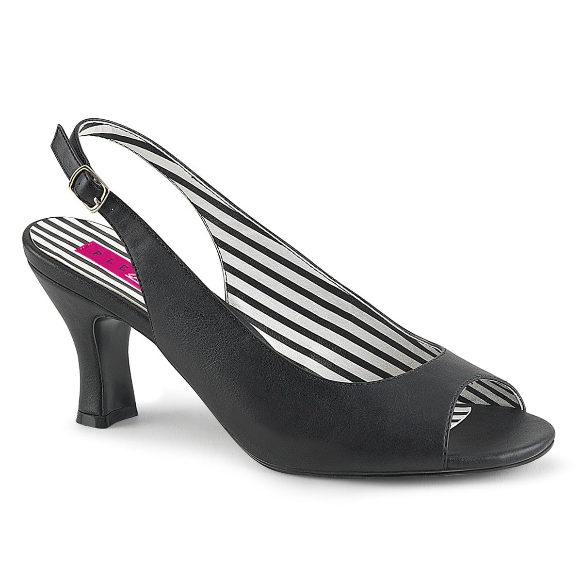 Pleaser Pink Label Single Soles JENNA-02 Black Faux Leather — SHOE ME