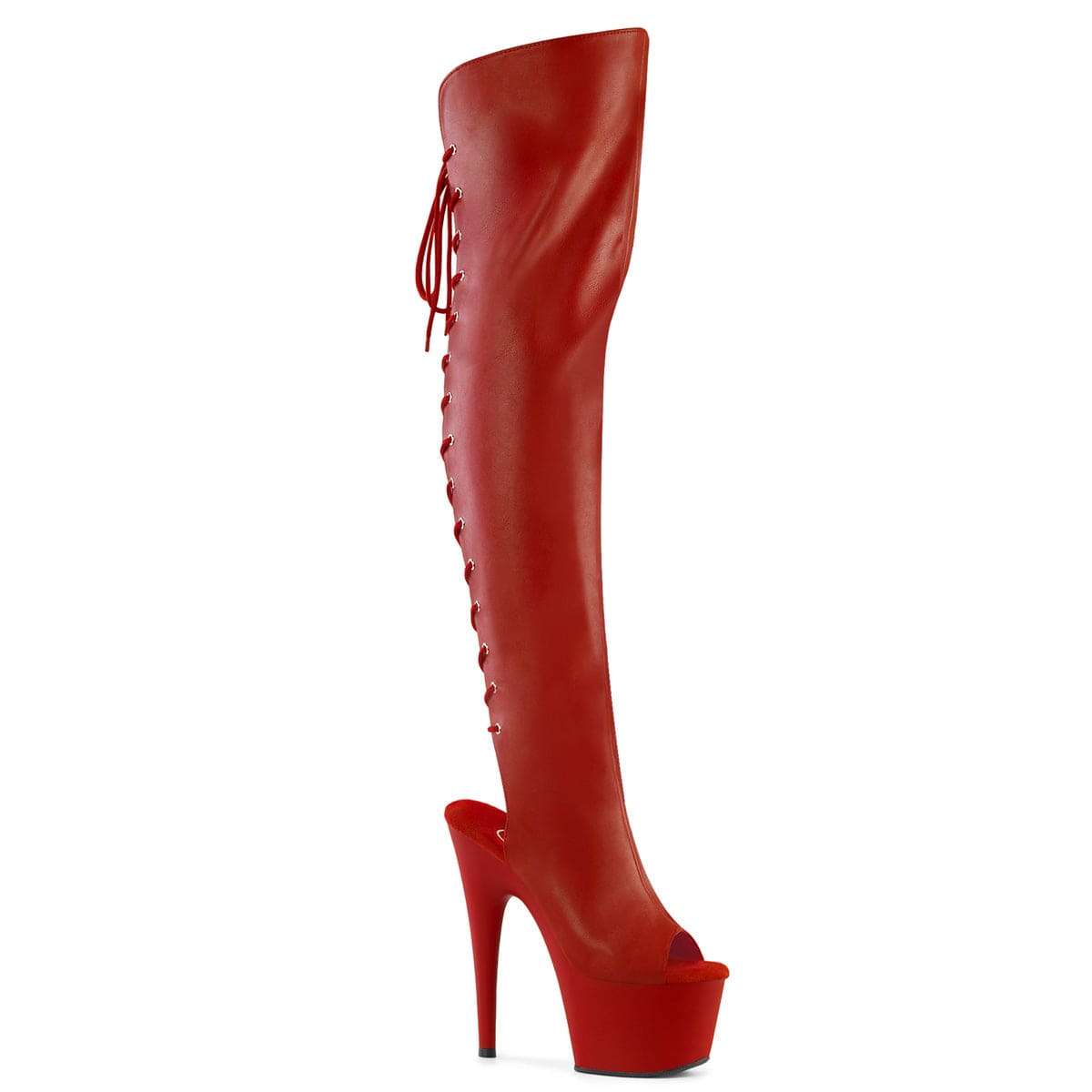 Pleaser ADORE 3019 Knee High Boot Red /Red Matte | Shoe Me — SHOE ME