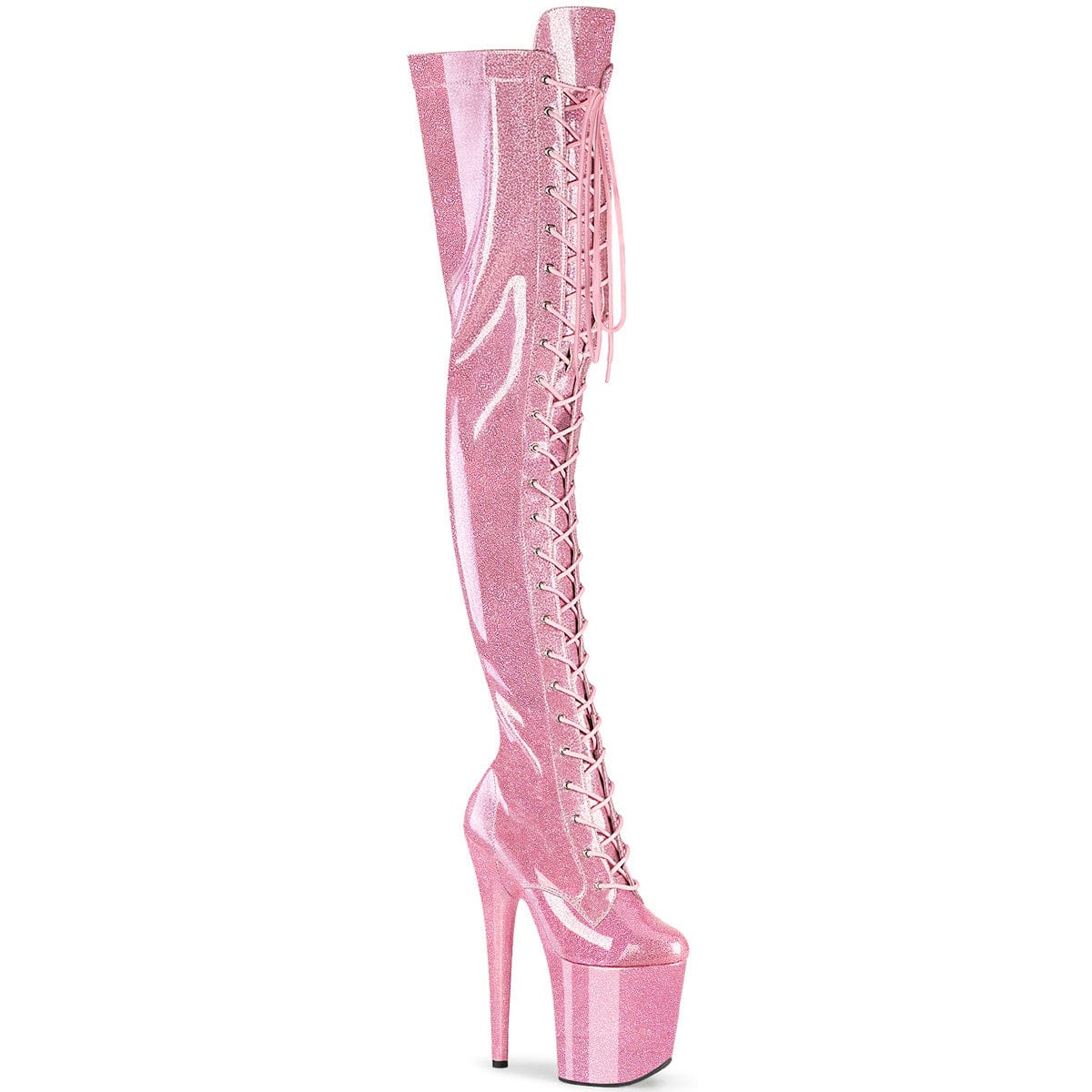 Pleaser FLAMINGO 3020GP Thigh High Boot Baby Pink | Shoe Me — SHOE ME